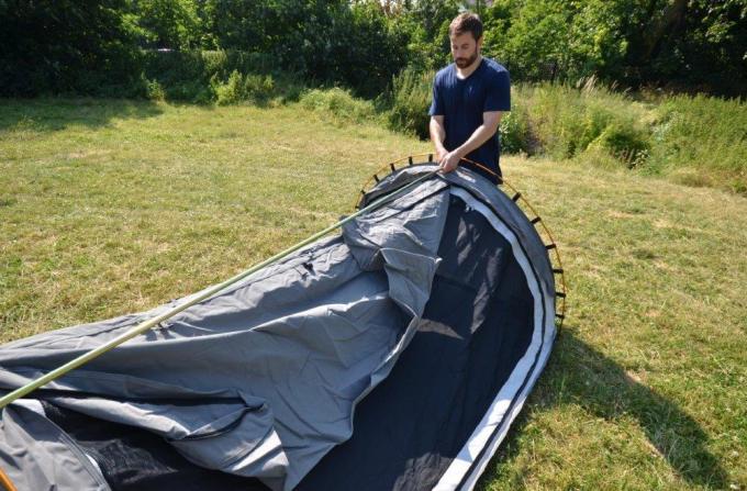 Canvas Camping Two Person Swag Tent With 450GSM Grid PVC Floor / Mesh ...